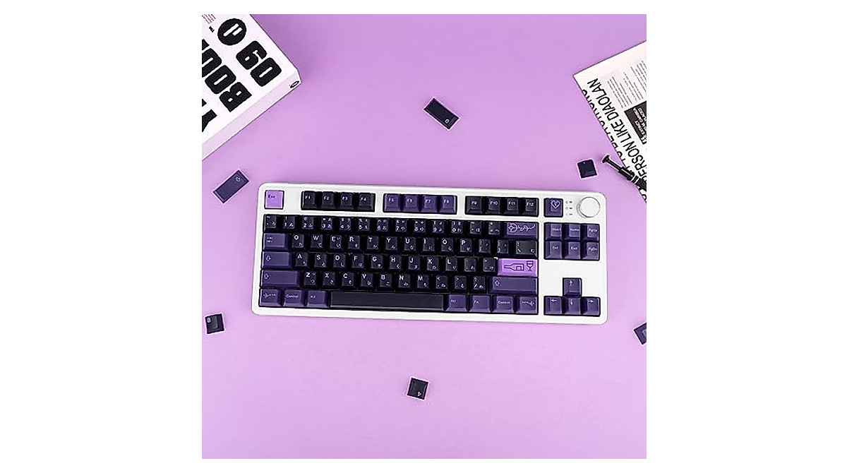 JOLINTAL 129 Keys Purple Keycaps for Mechanical Keyboards