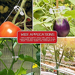 Fandamei 300 PCS Plastic Garden Plant Support Clips, Tomato Clips, Plant Ties, Trellis Clips, for Tomato Cucumber Flower Squash Vine, 1” Inner Diameter