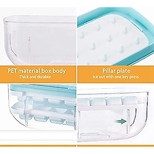 LittleStar Ice Tray with Lid and Bin-Updated Press Plate Easy Release Ice Cubes Double Layers Ice Makers For 48pcs Ice Cubes BPA Free (Blue)