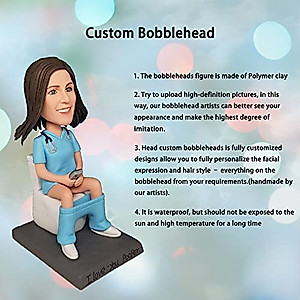 Mydedor Custom Bobbleheads Nurse Sitting on Toilet Figurine Customized Doll Birthday Gifts for Women, Bobble Head Figures Handmade Personalized Car Dashboard Gift for Bestfriend Office Coworker