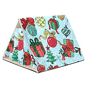 enheng Small Pet Hideout Christmas Elements Ball Tree Gift Box Hamster House Guinea Pig Playhouse for Dwarf Rabbits Hedgehogs Chinchillas