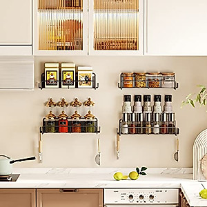 coobest Magnetic Spice Rack for Refrigerator, 4 Pack Magnetic Spice Rack Organizer with Super Strong Magnetic, Metal Kitchen Organization, Spice and Seasoning Organizer, Kitchen Gadgets, Black