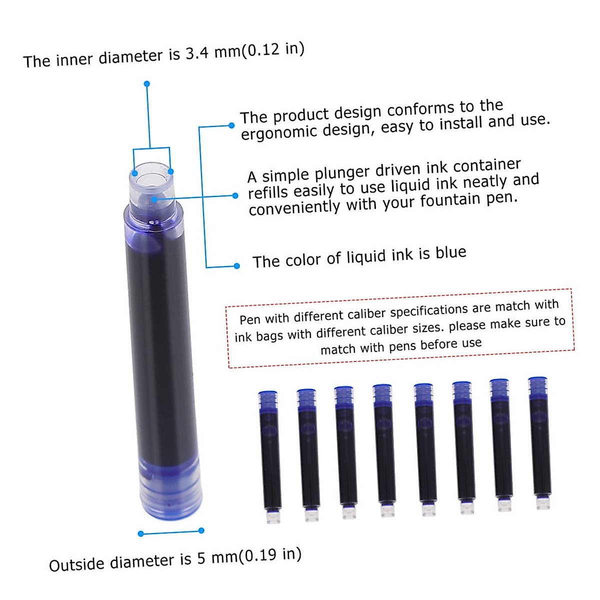 STOBOK 2 Sets 200pcs Black Ink Sac Erasable Pens Refill Refillable Fountain Pen Fountain Pen Ink Fountain Ink Pen Refills Cross Ink Fill Ink Universal Plastic Ink Gall Student