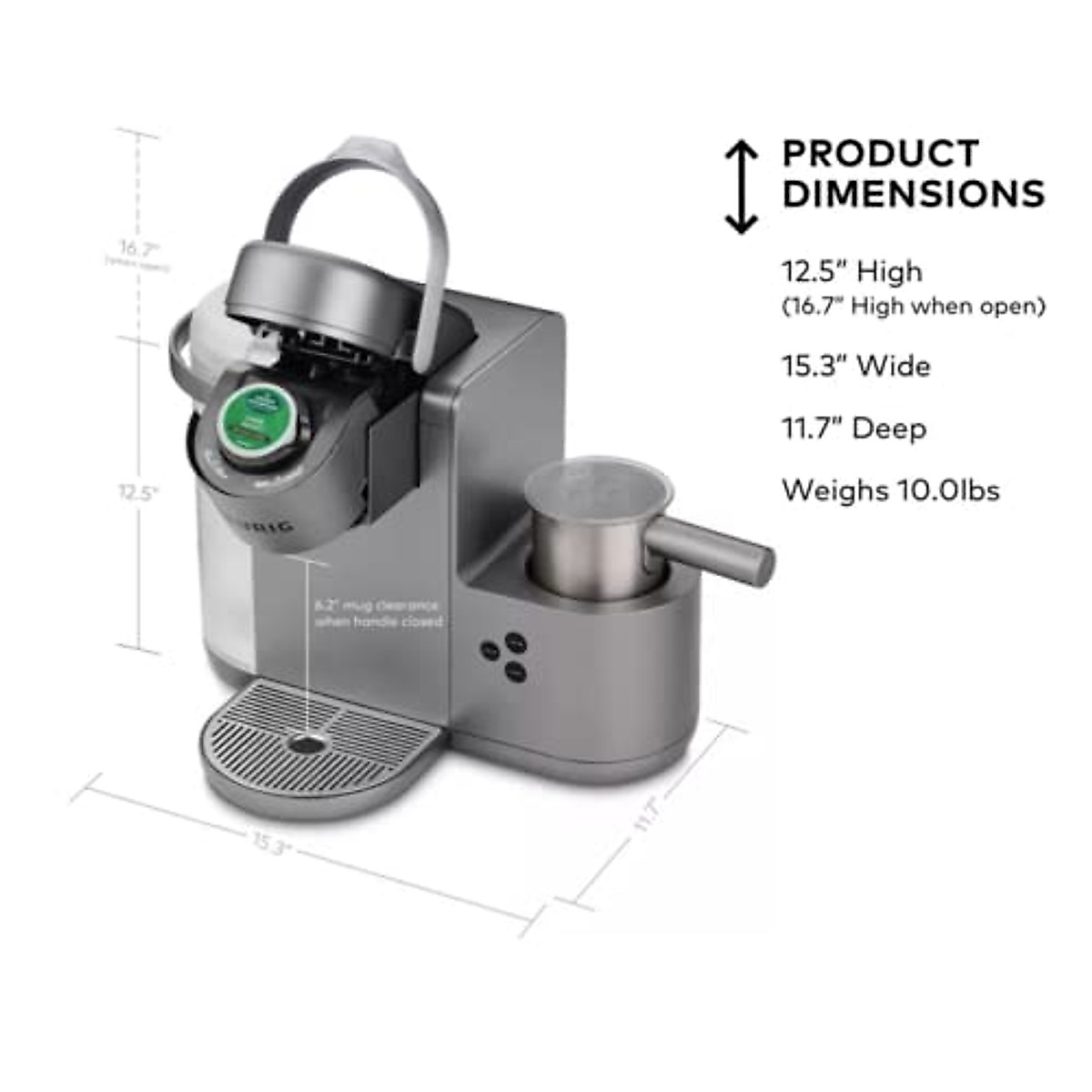Keurig K-Cafe C Single Serve K-Cup Pod C Latte and Cappuccino Maker, 12, Nickel