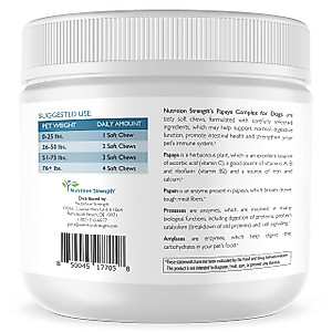 Nutrition Strength Papaya for Dogs Digestive Enzyme Complex to Support Normal Intestinal Function, Boost Immunity, with Organic Papaya Fruit + Papain, Protease & Amylase, 90 Soft Chews