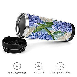 Hyacinth Flowers Travel Coffee Mug Reusable Insulated Drinking Cup with Lid for Home Outdoor Works 13 Oz