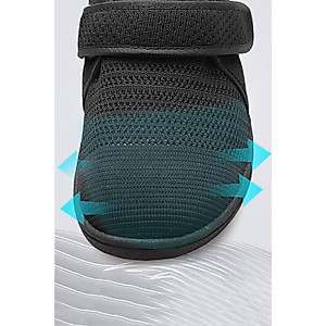 YH SUCED Women Diabetic Shoes for Elderly Women Wide Shoes Walking Shoes Adjustable Closure Breathable Lightweight Non Slip Sneakers for Swollen Feet Edema Width X-Wide Black 9