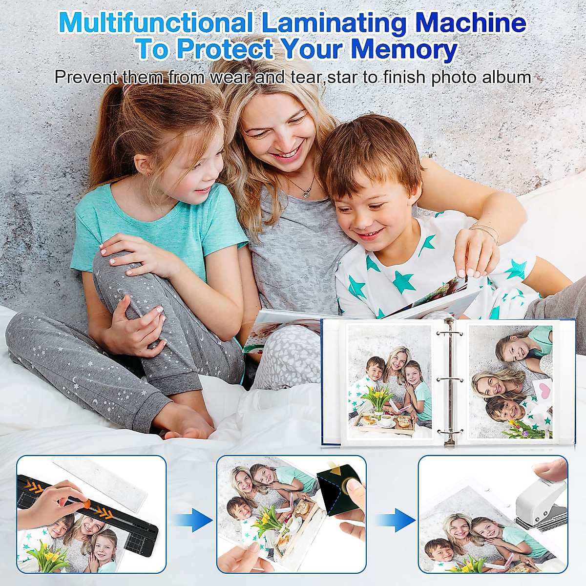 Laminator, 9" Thermal Laminator Machine for A4, A5, A6, Hot & Cold Laminating Machine with 20 Pouches, Paper Trimmer, Corner Rounder, Hole Puncher, Iron Ring, White