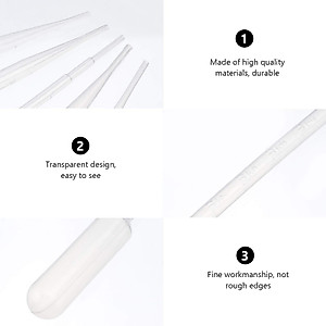 LALAFINA 50pcs Lip/Tool Pipette Pipettes Plastic Eye Makeup Experiment Laboratory Transfer Dropper Oils Liquid Squeeze Lotion Oil Useful Droppers Injector White Good Disposable