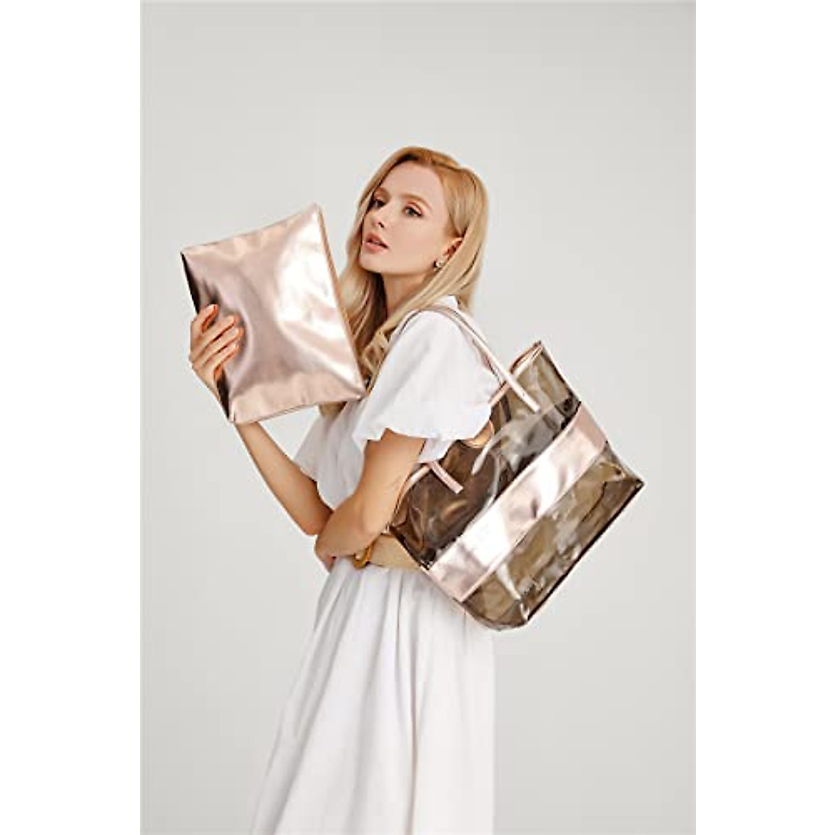 Barabum Classy Waterprof Clear Tote Beach Shoulder Crossbody Bag