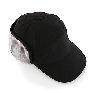 Home Prefer Winter Baseball Cap Earflap Fitted Hats Mens Faux Fur Hunting Hat Mens Winter Cap Black Large