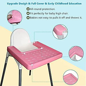 Placemat for Antilop Baby High Chair, Full Cover Silicone Mat for Babies High Chair Tray Accessories, Reusable Finger Food Place Mats for Infants Babies Girls Feeding, BPA Free Dishwasher Safe (Pink)