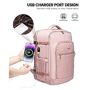 LOVEVOOK Large Laptop Backpack Women,Expandable 30-40L Travel Backpack,Carry On Backpack Flight Approved with Toiletry Bag,Waterproof Backpack Fit 17.3 Inch with USB Charging Port Shoes Compartment