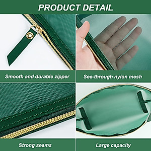 JOINDO 3 Pcs Mesh Makeup Bags Mesh Cosmetic Bag Mesh Cosmetic Purse Pouch Portable Toiletry Bags for Travel Home Makeup Organizer(Green)