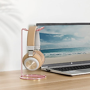 ARFUKA Headphone Stand Headset Holder Headset Stand Stainless Steel Earphone Hanger Gaming Headphone Holder for Headphone Earphone Desk Home Office Headset (Rosegold)