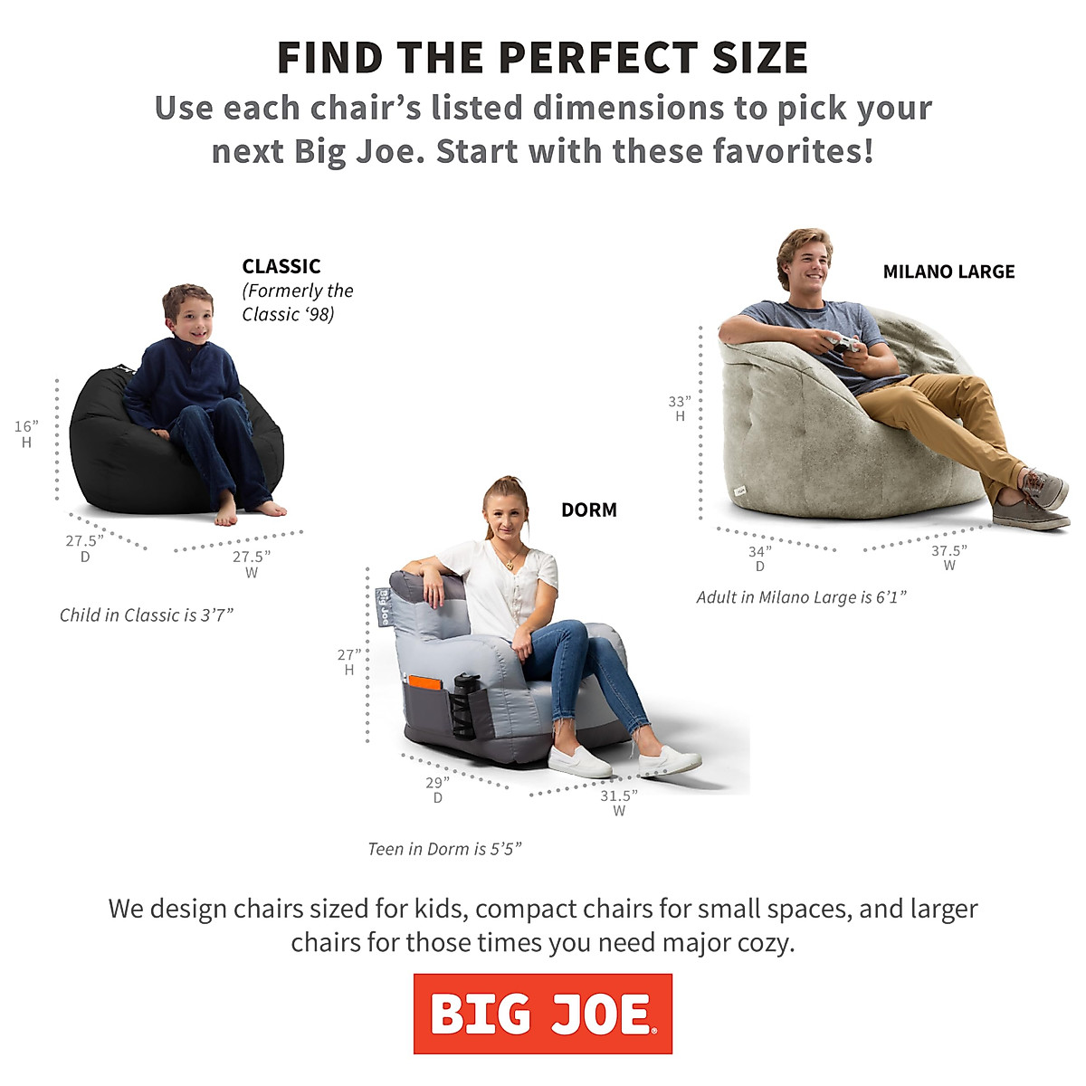 Big Joe Classic Bean Bag Chair, Sapphire Smartmax, 2ft Round