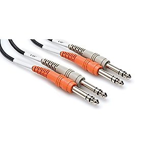 Hosa CSS-203 Dual 1/4" TRS to Dual 1/4" TRS Stereo Interconnect Cable, 3 Meters