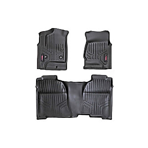 Rough Country All Weather Floor Mats Set for Chevy/GMC 1500/2500HD (2014-2018) - Custom Fit Rubber Floor Mats, Rubber Truck Mats, Durable, Waterproof Truck Floor Mats