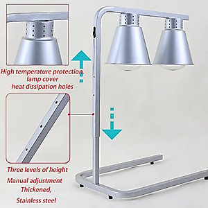 vhdurike Heat Lamp Food Warmer, Electric Food Warmer Light with Food Pan, Commercial Gold Food Heat Lamp, Food Warmer Lamp for Home, Restaurant