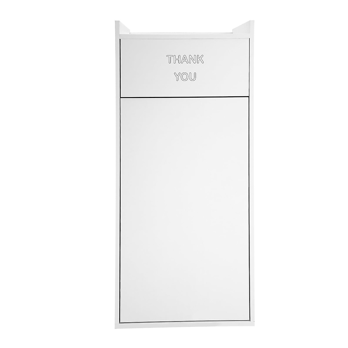 Yellulu Commercial-Grade Trash Receptacle, 27.24Qt Restaurant Fast Food Trash Bin,Wooden Restaurant Trash Can Cabinet | with Tray Top | Swing-Open Door Design | Foldable Canvas Trash Bag | White