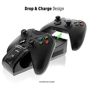 Nyko Xbox Controller Charger Station - AC Powered Wireless Charging Dock Compatible with Xbox One Controllers, Dual Rechargeable Battery Packs, LED Indicator Lights, Compact Design for Gaming Setup