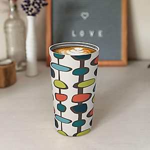 Vacuum Coffee Cup Modern Graph Mid Century Geometric Atomic 16oz Licorice - Leak-Proof Lid For Hot/Cold,Suitable For Office.