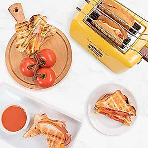 Nostalgia GCT2 Deluxe Grilled Cheese Sandwich Toaster with Extra Wide Slots, Yellow