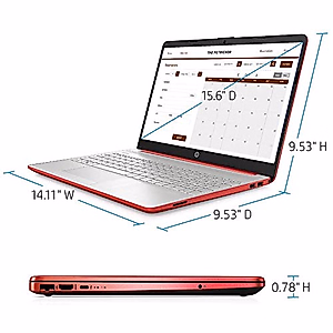 HP 2022 15.6" HD Laptop Computer Intel Dual-Core Pentium Gold 6405U 4GB RAM 128GB SSD Intel UHD Graphics HD Webcam Bluetooth RJ-45 USB-C HDMI Windows 10 Scarlet Red RE 32GB USB 3.0 Flash Drive