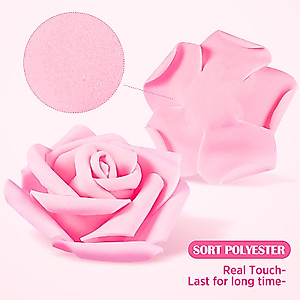 Chuangdi 140 Pieces Valentine's Day Artificial Foam Rose Head, 3 Inches Artificial Stemless Rose Flower Heads Without Stem for Weddings, Decor, DIY