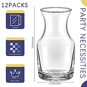 Single Serving Wine Carafe Glass Mini Carafe Individual Wine Decanter Small Carafe for Wine Dinner Parties Tastings Bars Restaurants（12 Pack, 6.5 oz)