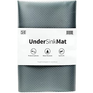 S&T INC. Under Sink Mat, Shelf Liners for Kitchen Cabinets Non Adhesive, Water Resistant and Plastic Kitchen Shelf Liner, Charcoal Grey, 24 in. x 48 in