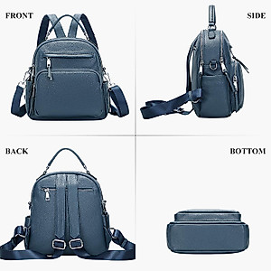 ALTOSY Genuine Leather Backpack for Women Small Convertible Backpack Purse Ladies Shoulder Bag 4 in 1 to Carry