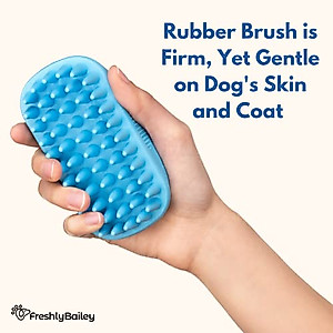 Freshly Bailey Rubber Dog Bath Brush - Silicone Pet Wash & Massage Brush - Perfect for Bathing, Massaging, & Deshedding - Use Wet or Dry, De-shed or Use it to Lather Shampoo For Deeper Clean - Loved by Dogs & Pet Parents