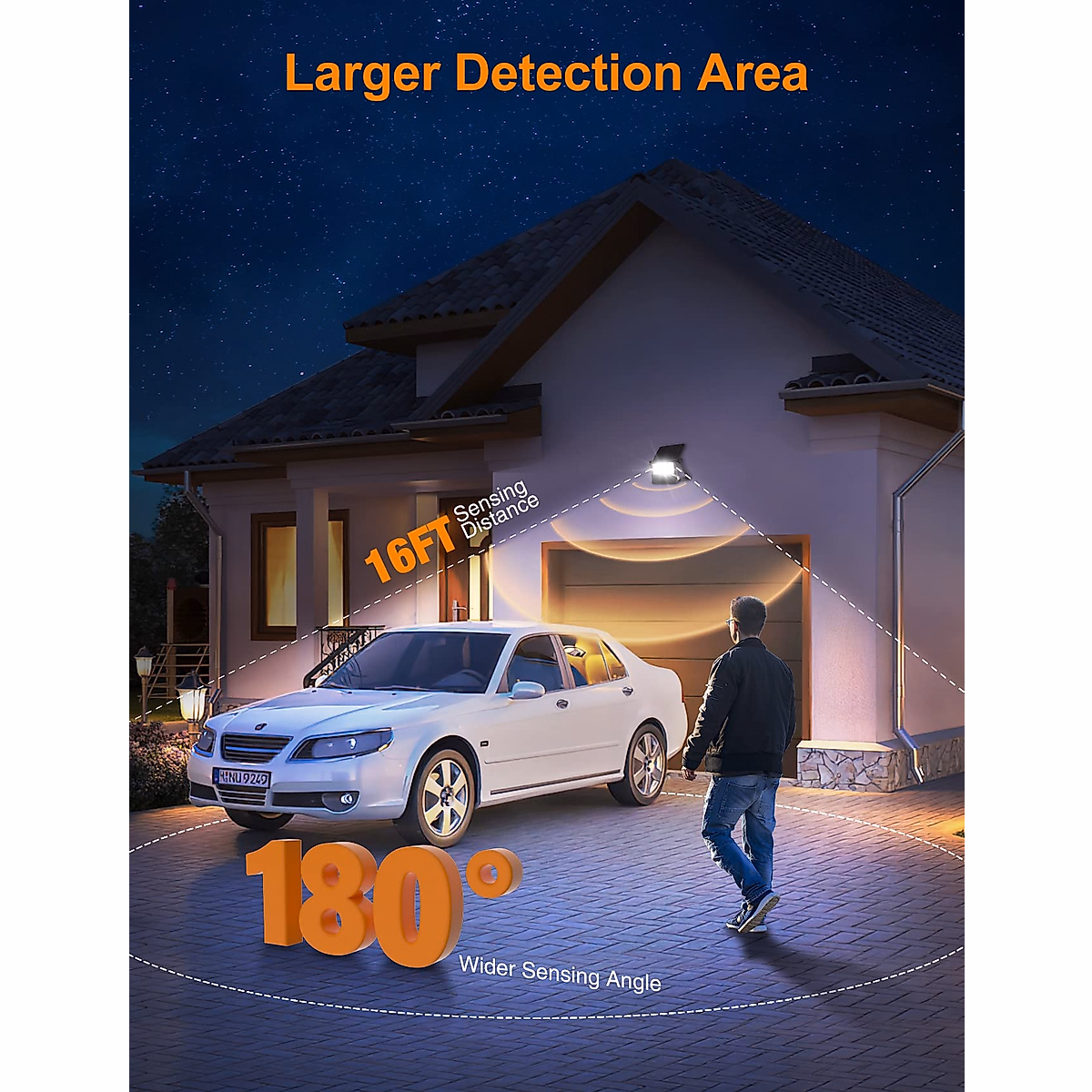 LemonBest Solar Outdoor Lights - Motion Sensor Outdoor Lights IP65 Waterproof Flood Light Wireless 6500K Super Bright Security Lights for Garage Yard Entryways Patio Garden (1 Pack)