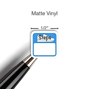 Step Planner Tracker Stickers / 54 Write In Smudge Proof Vinyl Stickers (1/2”) / Walk Run Personal Goals Tracking Health Wellness Self Care/Productivity/Bujo Bullet Journaling (1 Sheet, Steps)