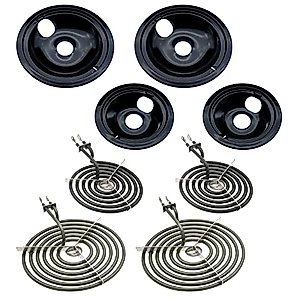WB31M20 WB31M19 Porcelain Drip Pans and WB30M1 WB30M2 Surface Elements by SupHomie - Compatible with GE Hotpoint Range Stove