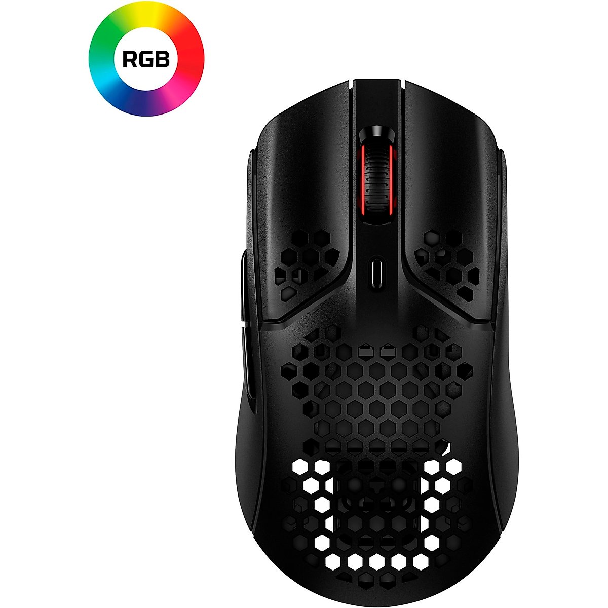 HyperX Pulsefire Haste – Wireless Gaming Mouse – Ultra Lightweight, 61g, 100 Hour Battery Life, 2.4Ghz Wireless, Honeycomb Shell, Hex Design, Up to 16000 DPI, 6 Programmable Buttons – Black, 4P5D7AA