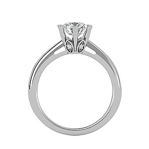 0.02 Carat Natural Diamond and 1 Carat Moissanite Engagement Ring for Women in 18k White Gold (I-J/F, SI/VVS, cttw) Solitaire Style Size7 by VVS Gems