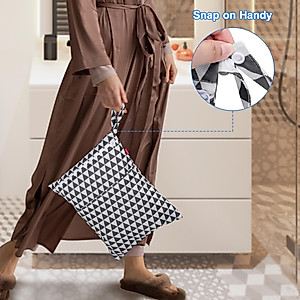 Damero 2 Pcs Large Travel Laundry Bag, Large Wet Dry Bag with Handle for Cloth, Washable Dirty Clothes Bag Bathing Suit Workout Bag for Gym Laundry Swimming Yoga, Gray Triangle+ Gray Dots