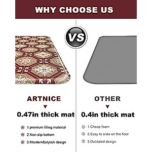 Artnice Kitchen Rugs, Kitchen Rug Set 2 Piece Kitchen Runner Rug Kitchen Floor Mat, Cushioned Anti Fatigue Kitchen Mat Non Skid Waterproof 0.47" Comfort Standing Kitchen Rug, 20"x31.5"+20"x47.2"