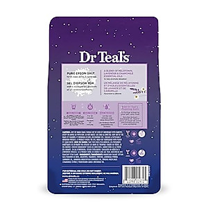 Dr Teal's Pure Epsom Salt Soak, Sleep Blend with Melatonin, Lavender & Chamomile Essential Oils, 3 lbs