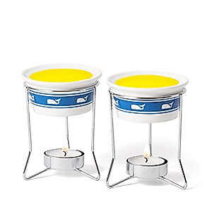 Nantucket Seafood Whale Butter Warmers, Ceramic, Set of 2,White