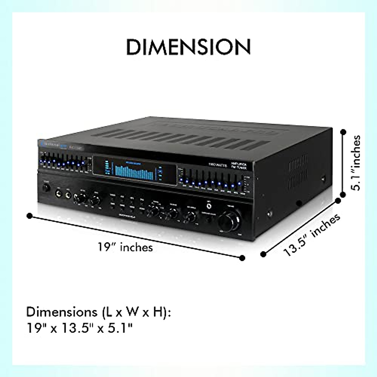 Technical Pro Professional 1500 watts Power Bluetooth Receiver with Built-in Equalizer, 5.1 Channel Home Theater, Dual Mic Inputs, 5 Band EQ & FM Radio
