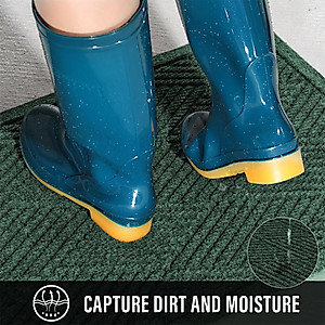 HIYARD Sturdy Front Door Mat, Absorbent Muddy Dirt Resist Welcome Door Mats Outdoor Indoor, Stain and Fade Resistant, Non-Slip Rubber Backing Low Profile Doormat for Entryway, 30×17, Green