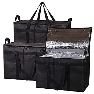 DIOMMELL 3 Pack Large Capacity Insulated Food Delivery Bag, Reusable Grocery Warming Tote Insulation Bag for Hot and Cold Food Beverages Postmates Catering Shopping Groceries Picnic Camping
