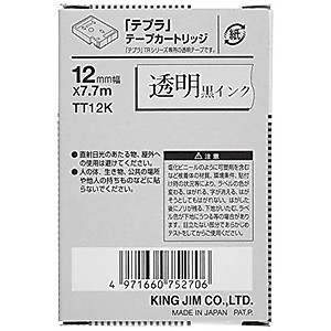 King Jim TT12K Tepra TR Tape Cartridge, 0.5 inches (12 mm), Transparent