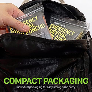 FosPower Emergency Rain Poncho [4 Pack] [Retains 90% Body Heat] Reusable Weather Resistant Raincoat for Men, Women, Adults, Camping, Hiking, Emergency Supplies & Survival Kits (Green + Orange)