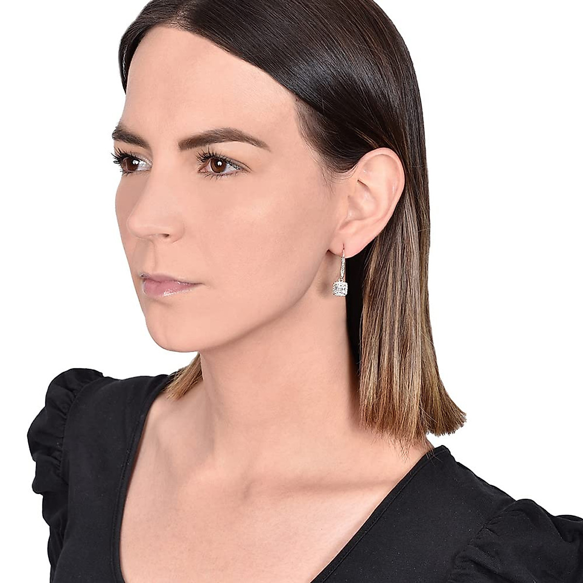 Anne Klein Flawless Silver-Tone & Cubic Zirconia Leverback Drop Earrings