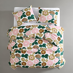 Marimekko - King Duvet Cover Set, Organic Cotton Bedding with Matching Shams, Bold Floral Home Decor, GOTS Certified (Pieni Kukkatori Pink, King)