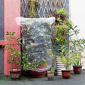 2 Pcs Insect Bird Barrier Netting Bag with Drawstring 2.6 x 3.3ft Garden Netting Bugs Plant Cover for Protect Tomato Blueberry Fruits Flower from Insect Bird Eating